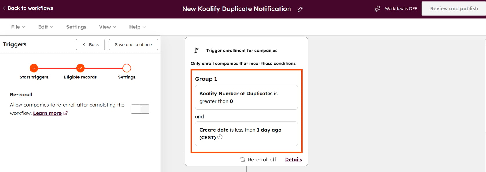 How to create notifications for duplicates in HubSpot